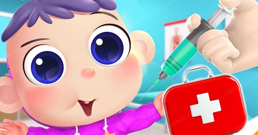 coloring book games - A child receiving an injection