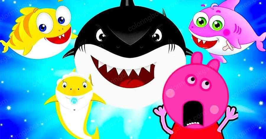 coloring book games - Paint sharks in rainbow colors