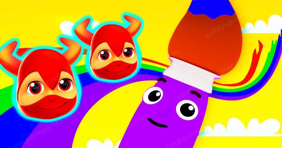 coloring book games - Paint rainbow colors with paintbrush