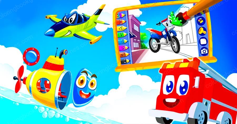 coloring book games - Come and color the bus!