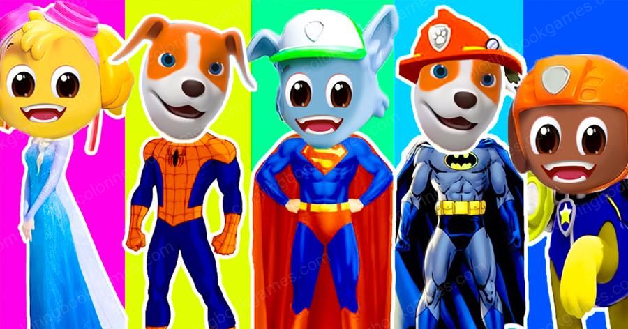 coloring book games - Pow patrol with superman