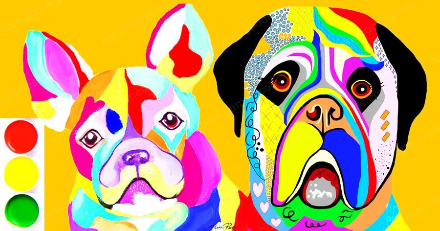 coloring book games - The colorful dog