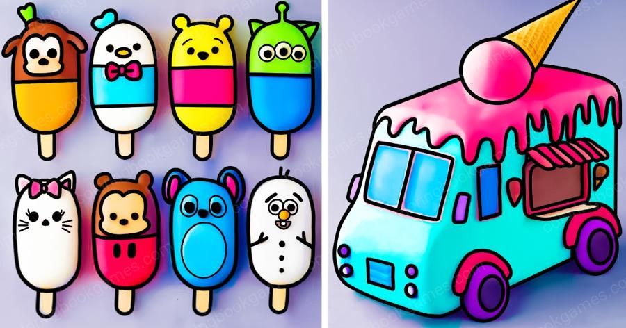 coloring book games - Cute animal with ice cream