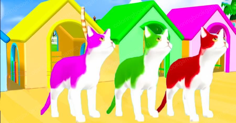 coloring book games - Cute cat with ball